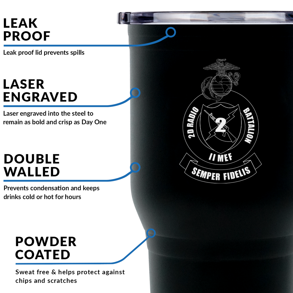 2D Radio Bn USMC Tumbler-Insulated Coffee Cup - Marine Corps Gifts ...