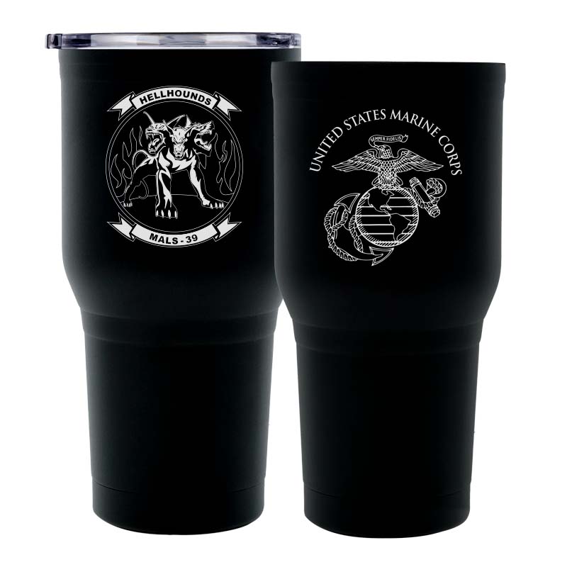 MALS-39 USMC Stainless Steel Marine Corps Tumbler- Hellhounds