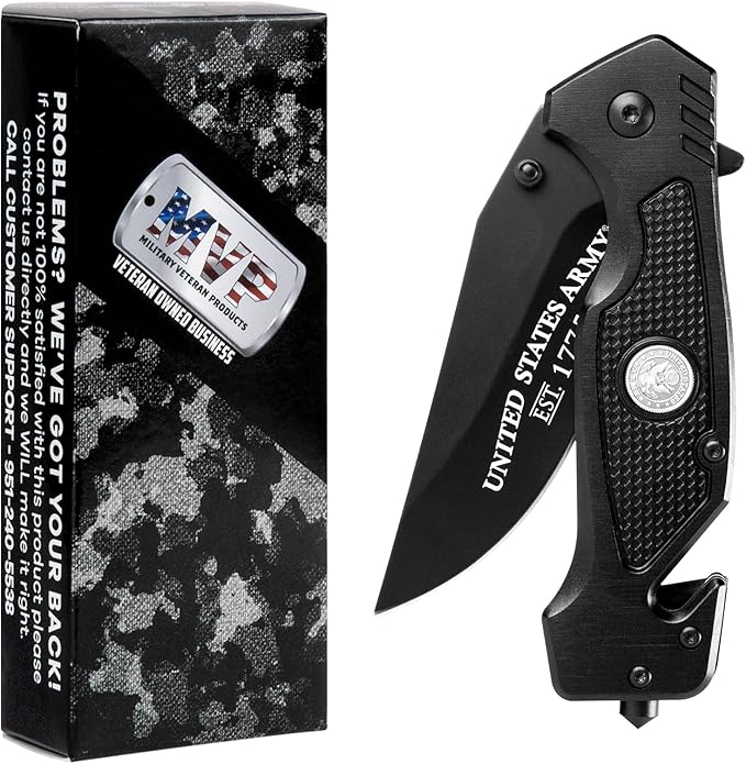 US Army - Black Folding Spring Assisted Tactical Knife – Military ...