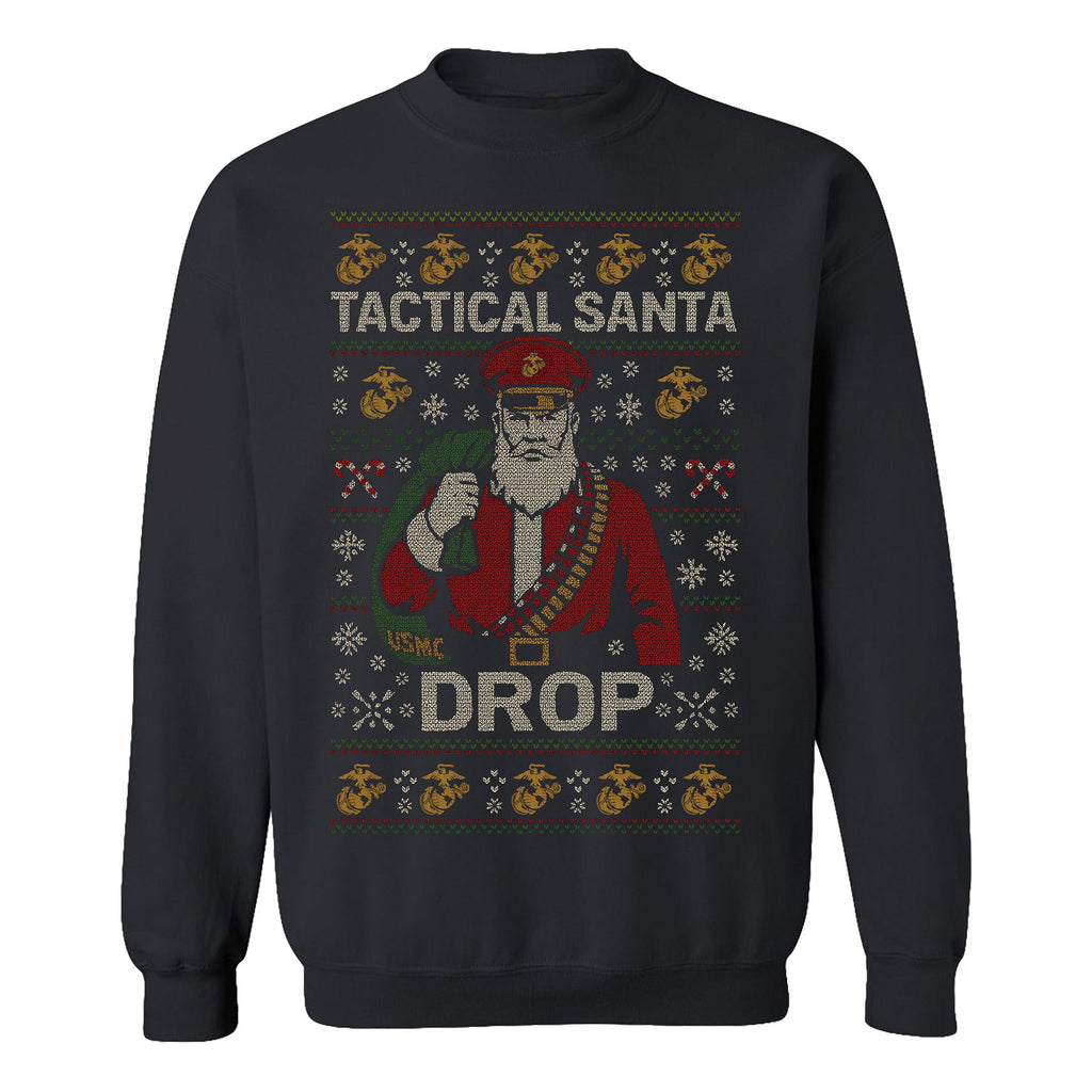 Marines Christmas Tactical Santa Drop “Sweater Style” Sweatshirt ...