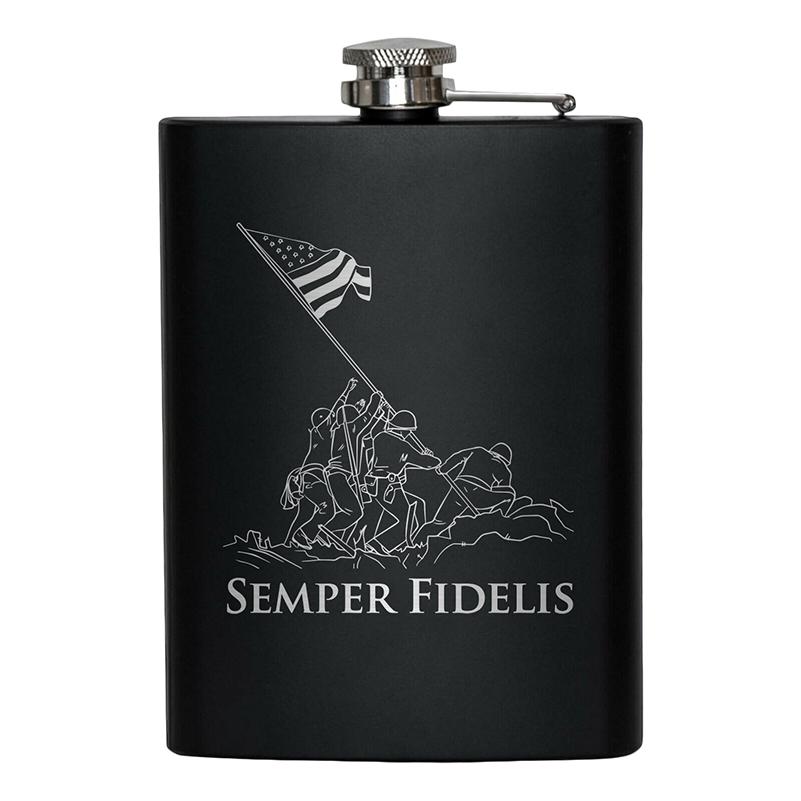 USMC 8 oz Flask | Stainless Steel Hip Flask for Liquor – Matte Black ...