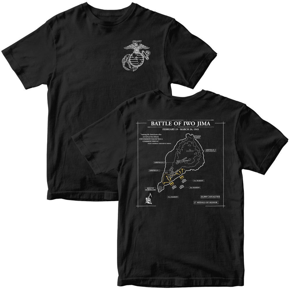USMC Battle of Iwo Jima Tactical Map T-Shirt | Marine Corps Gift Shop