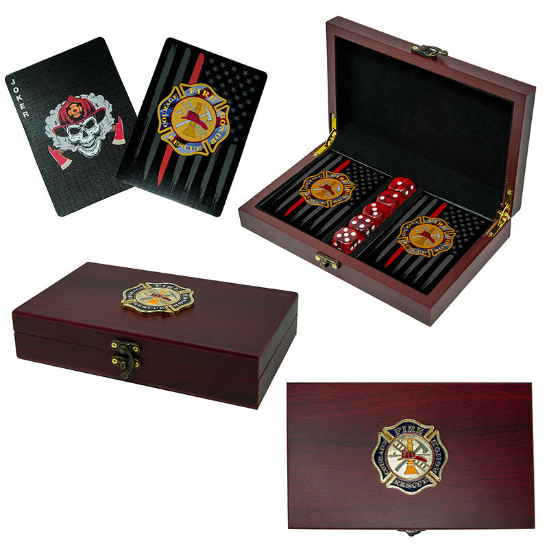Firefighter Playing Cards with Dice Set – Military Veteran Products