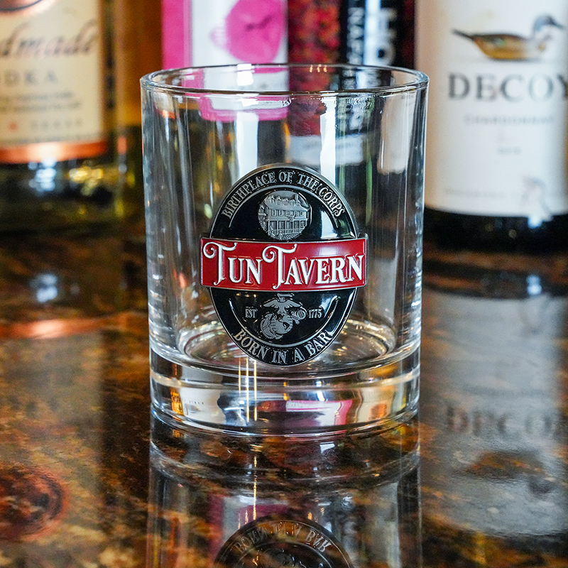 USMC Tun Tavern Rocks Drink Glass-Large Size Marine Corps Whiskey Glas ...
