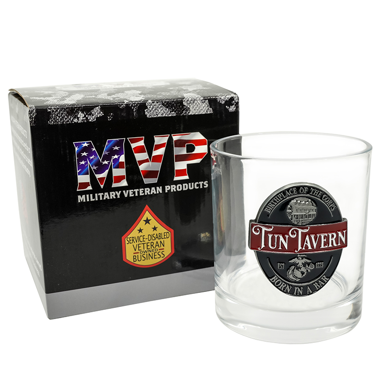 USMC Tun Tavern Rocks Drink Glass-Large Size Marine Corps Whiskey Glas ...