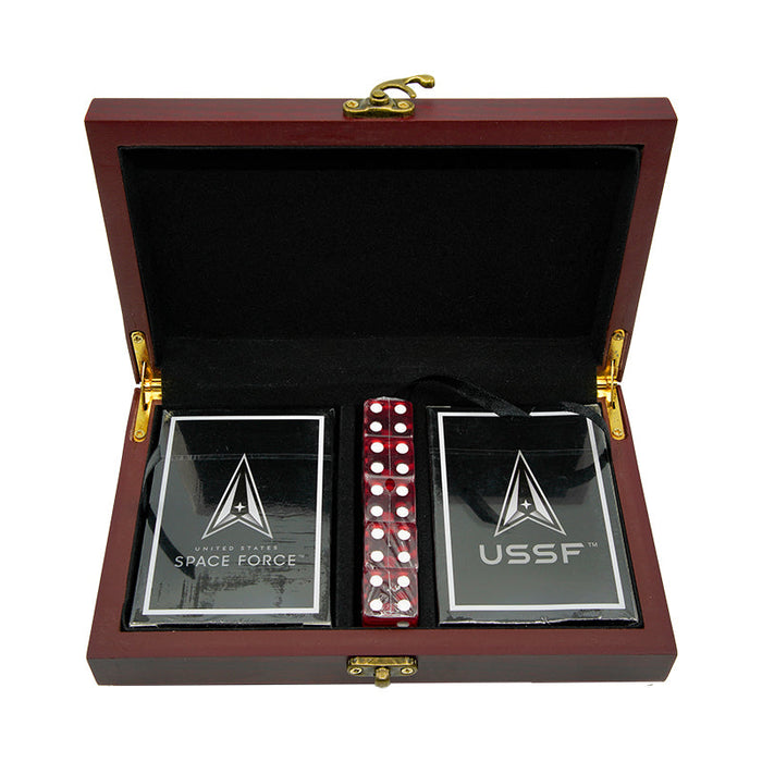 Space Force Playing Cards with Dice – Patriotic Veteran Gifts